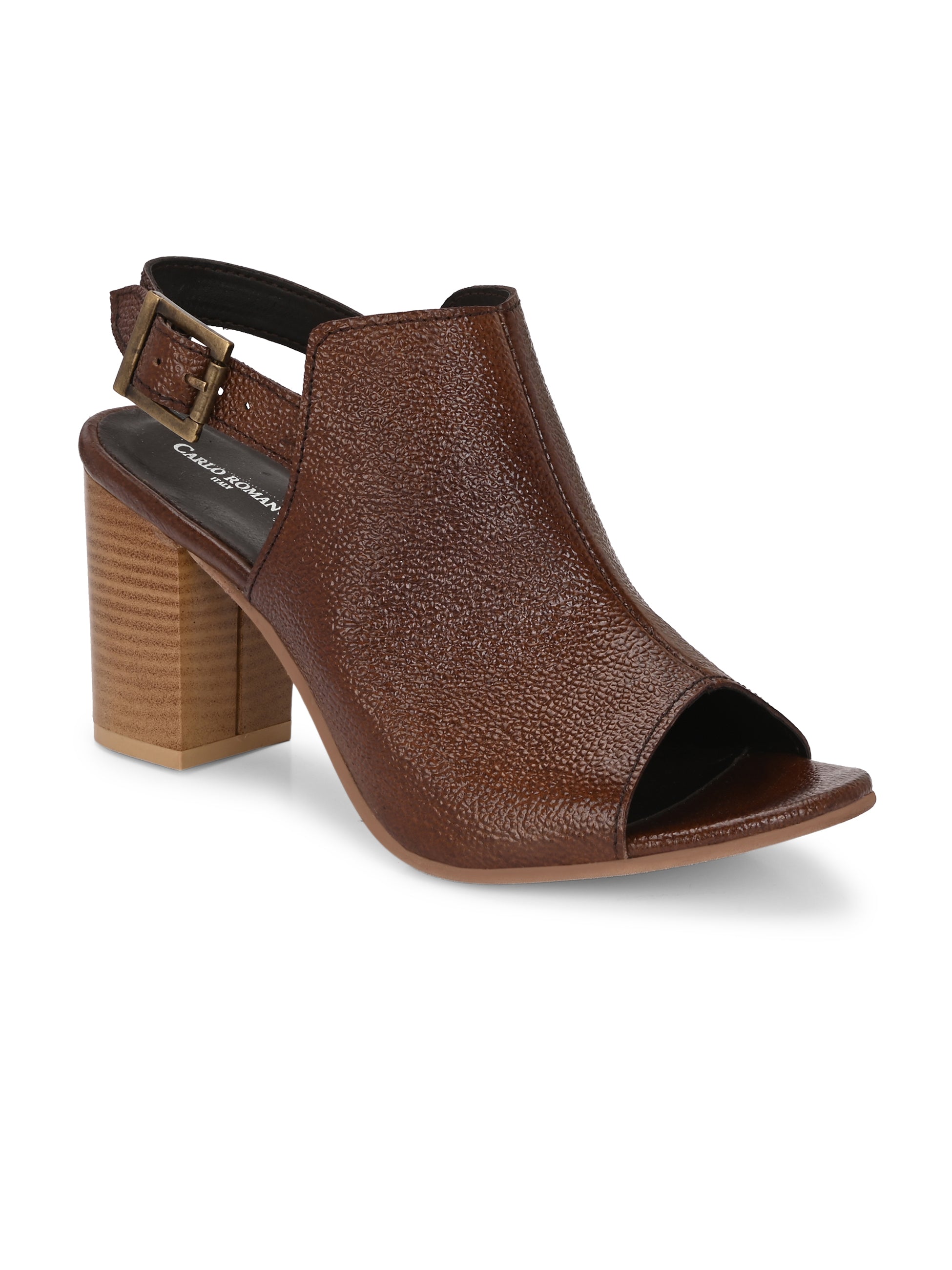 CARLO ROMANO BY WASAN BROWN COLOR GENUINE LEATHER HEEL SANDAL FOR WOME ...